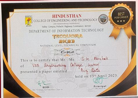 Abishek S K On Linkedin Research Academicachievement Grateful Hindusthan