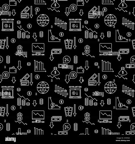 Devaluation Outline Pattern Economic Problems Concept Seamless Background Stock Vector Image