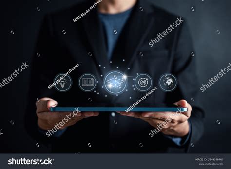 Man Hand Showing Interface Learning Educate Stock Photo 2249746463 Shutterstock