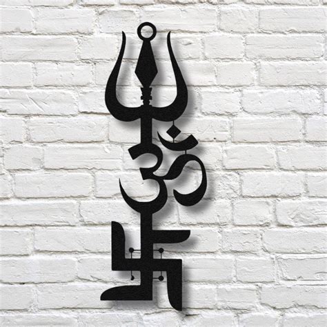 Swastik Trishool And Om Wall Decor Hindu Temple Handcrafted Spiritual
