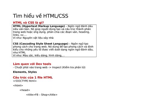 Html Css Nháp Tìm Hiểu Về Htmlcss Html Và Css Là Gì Html