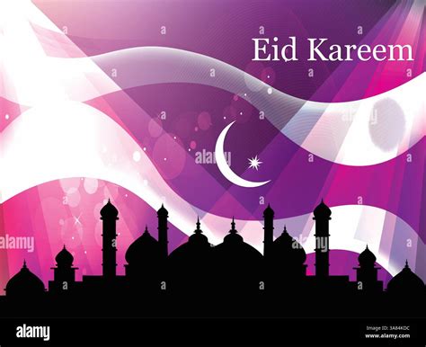 Colorful Background With A Star And A Crescent Moon The Word Eid Is