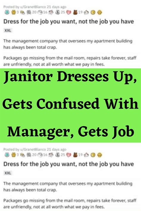 Janitor Dresses Up Gets Confused With Manager Gets Job Artofit