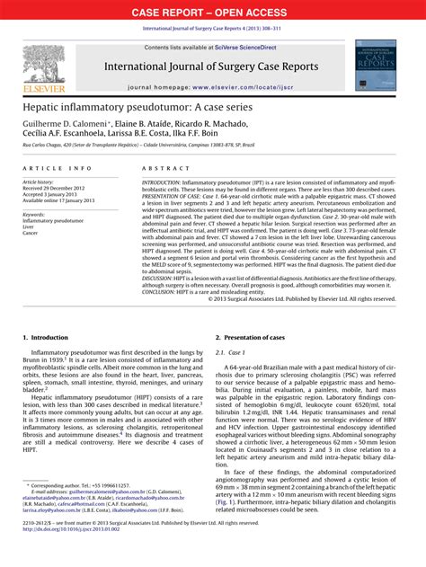 Pdf Hepatic Inflammatory Pseudotumor A Case Series