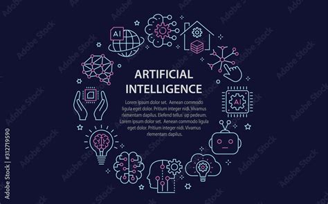 Artificial Intelligence Circle Template With Line Icons Stock Vector Adobe Stock