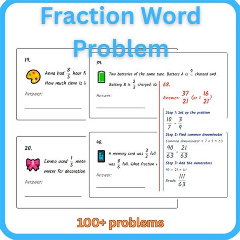 Fraction Word Problem Practice For 4th Grade Differentiated And Solved