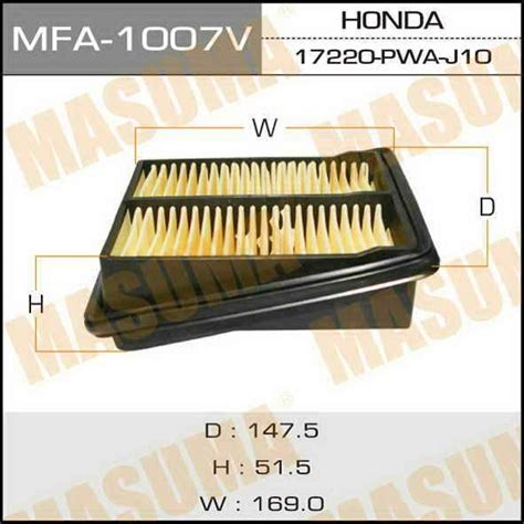 Купить MASUMA MFA1007 Фильтр Воздушный. Фотографии, вес - Амаяма (Amayama)