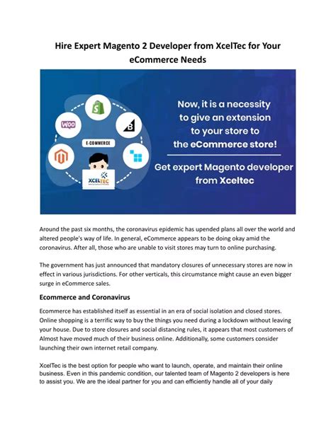 Ppt Hire Expert Magento 2 Developer From Xceltec For Your Ecommerce