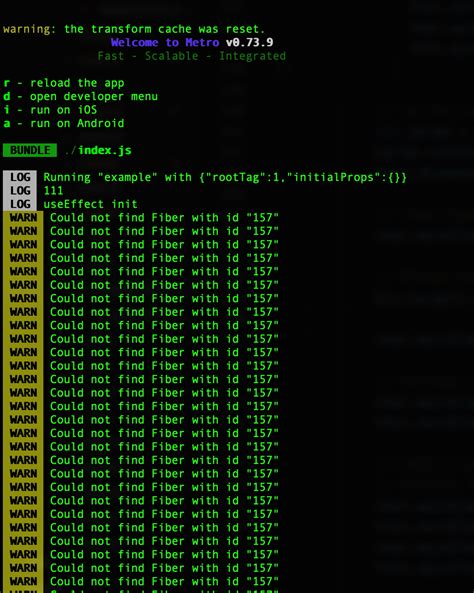 warn could not find fiber with id 157 · issue 37618 · facebook react native · github