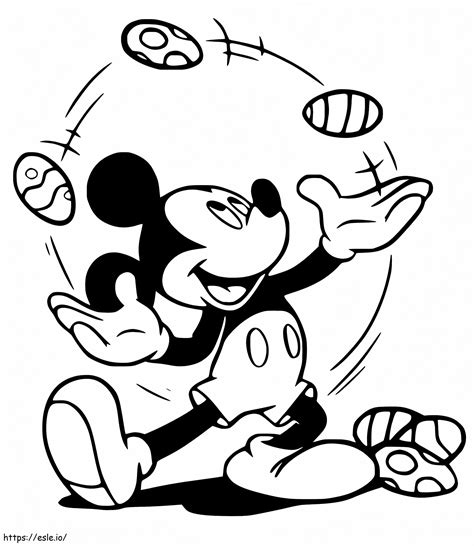 Mickey Mouse Juggling Easter Eggs Coloring Page