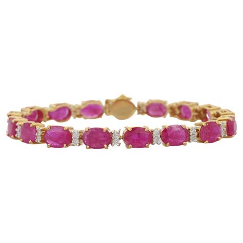 14k Yellow Gold Ruby Diamond Bracelet For Sale At 1stdibs