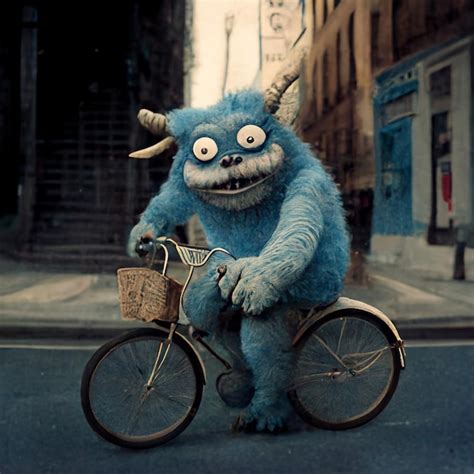 Premium Ai Image A Monster Riding A Bike With A Basket On It