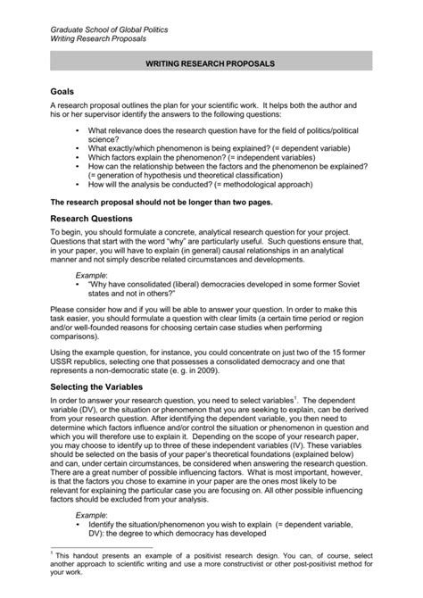 Hypothesis In Research Proposal