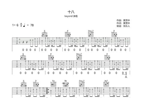 十八吉他谱beyondg调弹唱68单曲版 吉他世界
