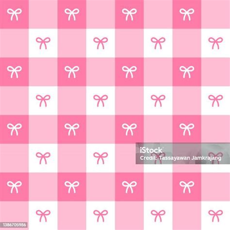 귀여운 리본 선물 상자 선물 달콤한 요소 핑크 체크 깅엄 패턴 만화 일러스트 매트 직물 직물 스카프 포장 지 귀여운에 대한 스톡 벡터 아트 및 기타 이미지 Istock