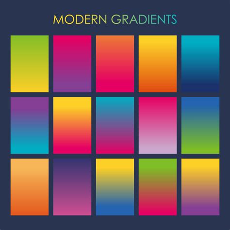 Set Of Different Colorful Modern Gradients Vector Trendy Linear