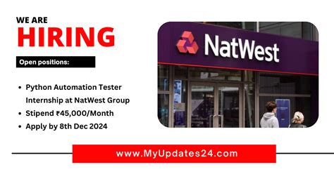 Python Automation Tester Internship At Natwest Group Stipend ₹45000month Apply By 8th Dec
