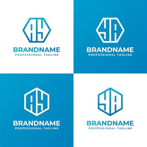 Premium Vector Letters Ay And Ya Hexagon Logo Set Suitable For Business With Ay Or Ya Initials