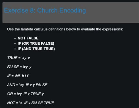 Solved Exercise 8 Church Encoding Use The Lambda Calculus