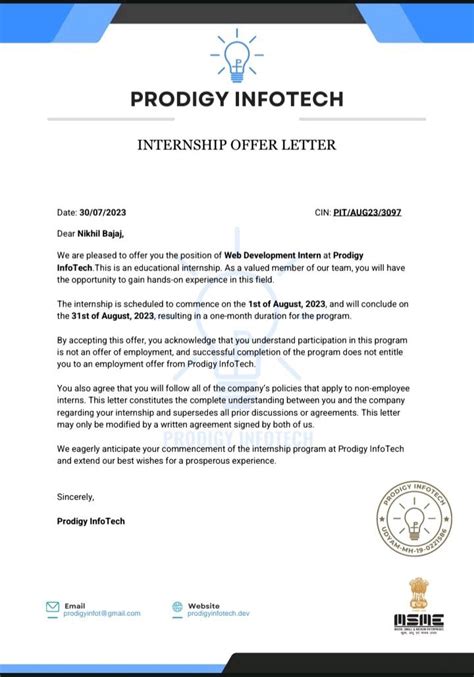 Webdevelopment Internship Prodigyinfotech Opportunity Developerlife Nikhil Bajaj