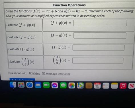 Solved Function Operations Given The Functions F 7x 5