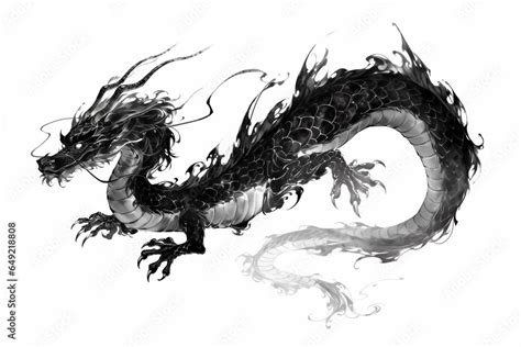 龍の水墨画のイラスト Stock Illustration Adobe Stock