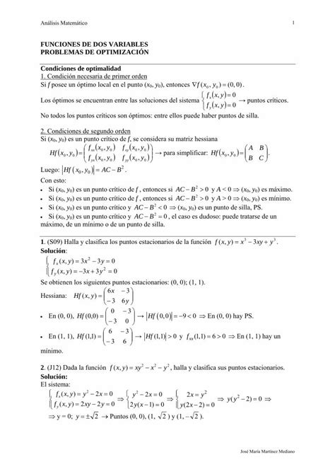 Pdf Funciones De Dos Variables Problemas De … · Análisis Matemático José María Martínez