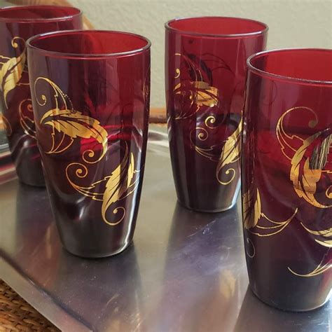 Red Glassware Etsy