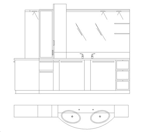 Large Bathroom Vanity Dwg Cad Block Free Download
