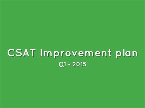 Csat Improvement Plan By Jesse2109