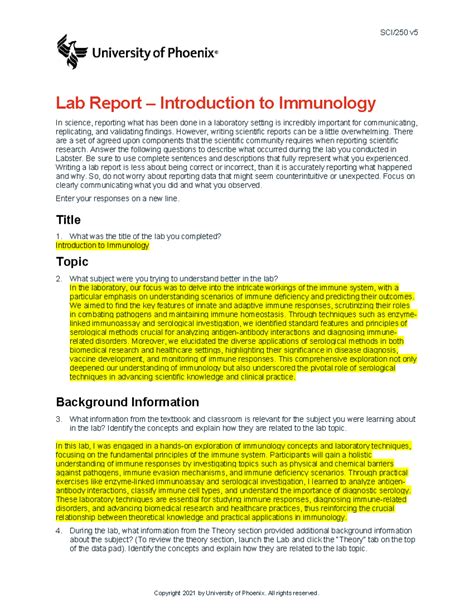 Sci250v5wk6 Lab Report Introduction To Immunology Sci250 V Lab Report Introduction To