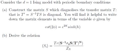 Consider The D 1 Ising Model With Periodic Boundary