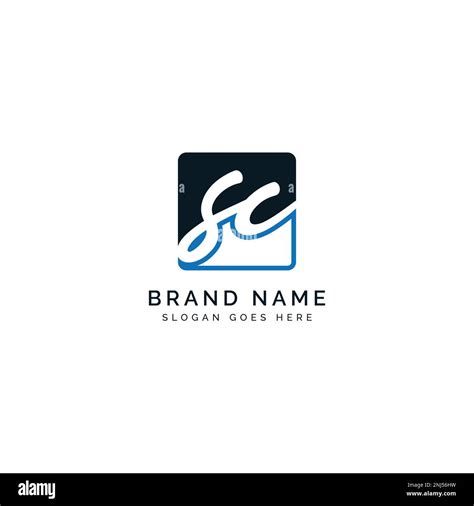 S C Sc Initial Letter Handwritten And Signature Vector Image Template In Square Shape Logo