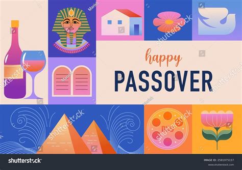 Happy Passover Background Banner Poster Design Stock Vector Royalty