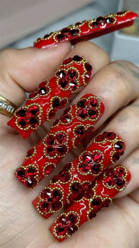 Van Cleef Inspired Nails Nailsbysheila Long Valentines Nails Red