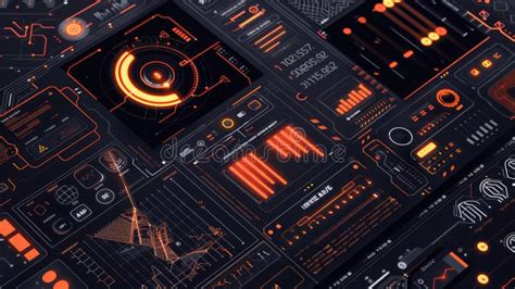 Futuristic User Interface Dashboard With Various Graphs Charts And
