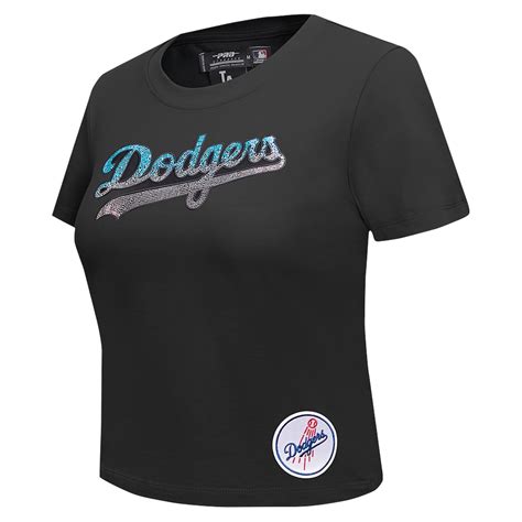 Womens Los Angeles Dodgers Pro Standard Black Rhinestone Slim Fit T Shirt