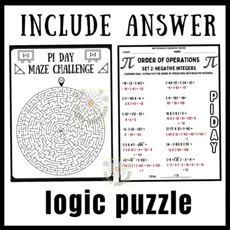 Pi Day Logic Mental Math Game Centers Fractions Maze Activities Middle