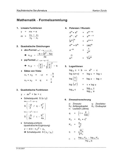 Mathematik 2011 Formelsammlung Pdf