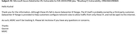 Bluekeep” Vulnerability Cve 2019 0708 Within Clouddatacenter
