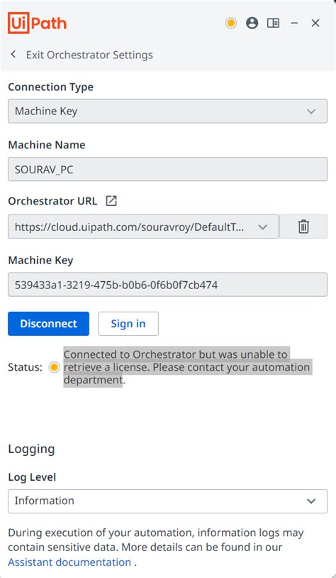 My Assistant Suddenly Showing Connected To Orchestrator But Was Unable To Retrieve A License
