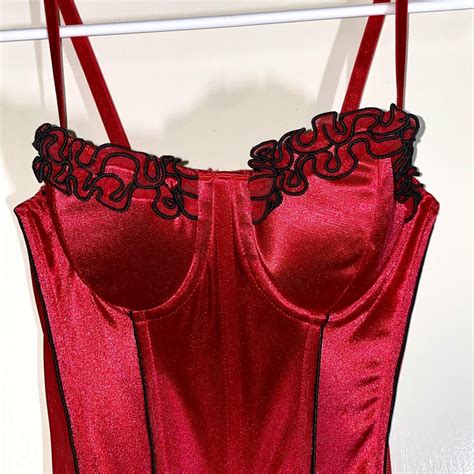 Fredericks Of Hollywood Red Velvet Corset Lingerie Depop