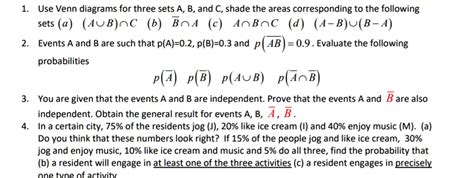 SOLVED Use Venn Diagrams For Three Sets A B And C Shade The Areas Corresponding To The