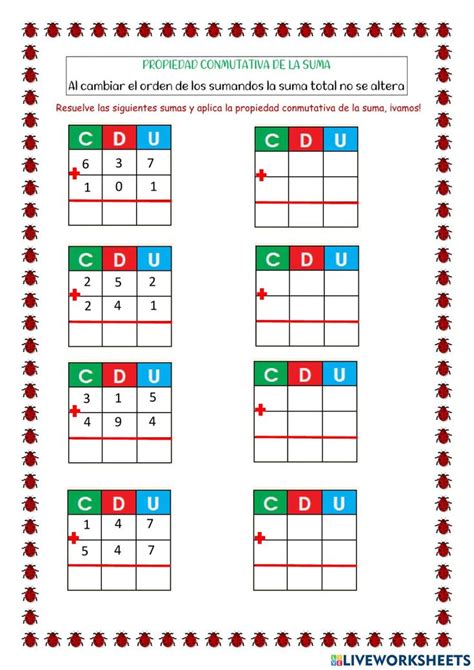 Propiedad Conmutativa De La Suma Online Worksheet