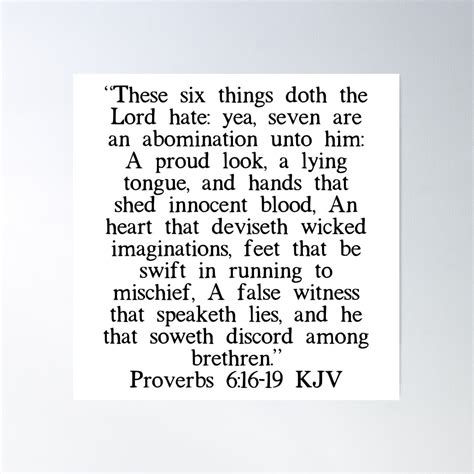 Proverbs 6 16 19 Kjv Poster Wall Art Modern Wall Decor For Living Room Bedroom 16x16 Unframed
