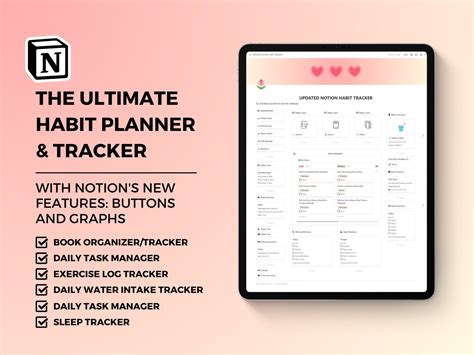 2023 Updated Notion Habit Tracker With Buttons And Graphs With Book Organizertracker Sleep