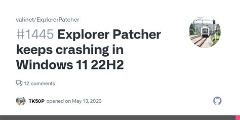 Explorer Patcher Keeps Crashing In Windows 11 22h2 · Issue 1445