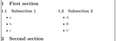 Positioning Place Two Subsections Next To Each Other Tex Latex