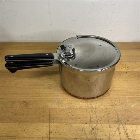 Vintage Revere Ware 1801 Stainless Pressure Cooker 4 Qt Pot Copper