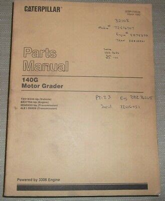 Cat Caterpillar 140g Motor Grader Parts Manual Sn 72v10334 Up Sebp1709